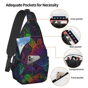 Boho Sea Turtle Mandala Sling Bag Rope Crossbody Shoulder Bags Fashion Chest Daypack For Men Women Hiking Travel Runner Biking Climbing