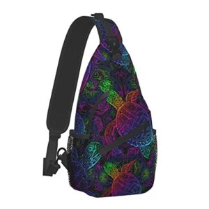 Boho Sea Turtle Mandala Sling Bag Rope Crossbody Shoulder Bags Fashion Chest Daypack For Men Women Hiking Travel Runner Biking Climbing