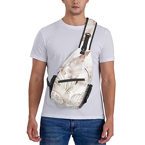 SUPLUCHOM Sling Bag Tropical Leaf Fall Autumn Botanical Hiking Daypack Crossbody Shoulder Backpack Travel Chest Pack for Men Women