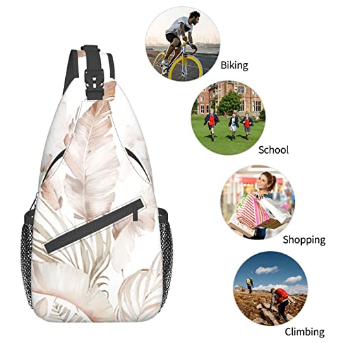 SUPLUCHOM Sling Bag Tropical Leaf Fall Autumn Botanical Hiking Daypack Crossbody Shoulder Backpack Travel Chest Pack for Men Women