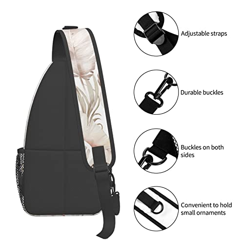 SUPLUCHOM Sling Bag Tropical Leaf Fall Autumn Botanical Hiking Daypack Crossbody Shoulder Backpack Travel Chest Pack for Men Women