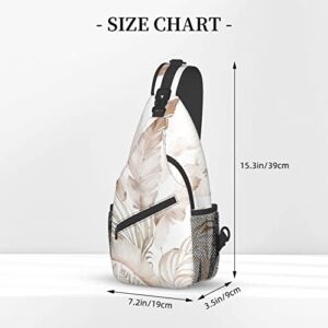 SUPLUCHOM Sling Bag Tropical Leaf Fall Autumn Botanical Hiking Daypack Crossbody Shoulder Backpack Travel Chest Pack for Men Women