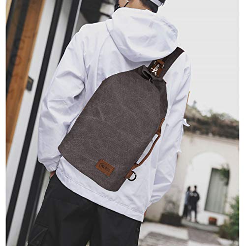 Canvas Sling Bag - Small Crossbody Backpack Shoulder Casual Daypack Rucksack for Men Women