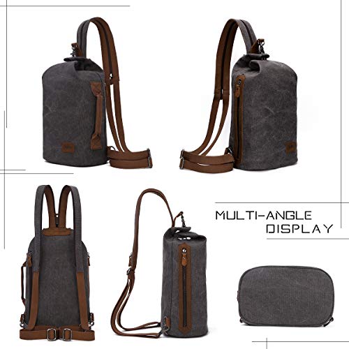 Canvas Sling Bag - Small Crossbody Backpack Shoulder Casual Daypack Rucksack for Men Women