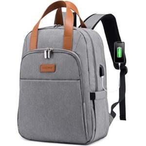 lovevook laptop backpack for women,15.6 inch laptop bag with usb port,stylish school bookbag for college,waterproof travel back pack fashion work computer backpack for teacher nurse,business, grey-a