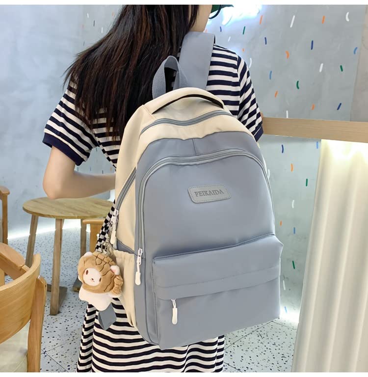 KOWVOWZ Backpack kawaii aesthetic cute back to school bag girls boys middle school student large capacity junior high schoolbag (Blue)