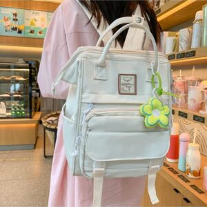 Kawaii Aesthetic Back to School Backpack for Girls and Boys Fashion School Bag in 3 Colors White (White)