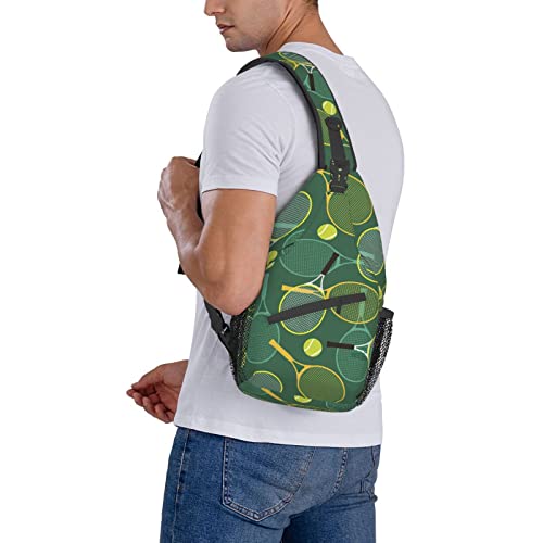 Funny Tennis Sling Bag,Casual Crossbody Shoulder Bag, Lightweight Sling Backpack,One Strap Chest Bag,for Men/Women,Daypack for Walking,Cycling,Hiking,Travel