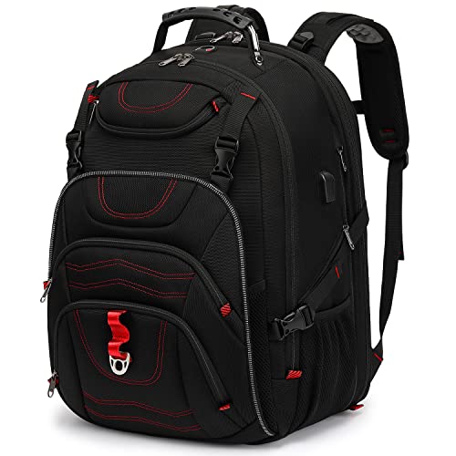 YUSSUE 18.4 Large Laptop Backpack, TSA Approved College High School Backpack - 30% Less Impact - Expandable Travel Bag, red