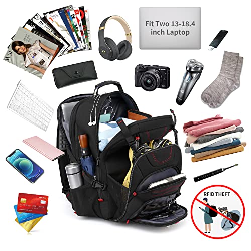 YUSSUE 18.4 Large Laptop Backpack, TSA Approved College High School Backpack - 30% Less Impact - Expandable Travel Bag, red