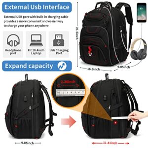 YUSSUE 18.4 Large Laptop Backpack, TSA Approved College High School Backpack - 30% Less Impact - Expandable Travel Bag, red