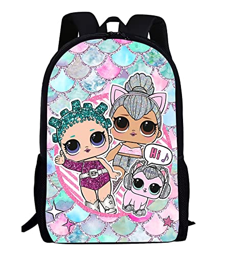 Cute Cartoon Backpack, 17 Inch Bookbag Lightweight Casual Daypack with Adjustable Shoulder Straps StyleA