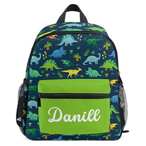 emelivor custom dinosaur colorful preschool backpack for toddler boy girl school bag for children personalized lightweight toddler bookbag with chest strap