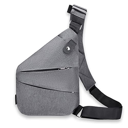 DAZZLESUN Waterproof Sling Bag Crossbody Bag Chest Small Travel Bag for Men Pocket Shoulder Bag Backpack Daypack for Outdoor Walking Hiking Biking Running Gray Right