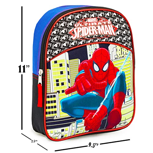 Marvel Spiderman Backpack Set Toddler Preschool - 5 Pc Bundle With 11" Mini Spiderman Backpack, Super Hero Coloring Books, Stickers, and More (Travel Activity Pack)