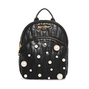 betsey johnson womens betsey johnson mini pearl backpack, black, one size us