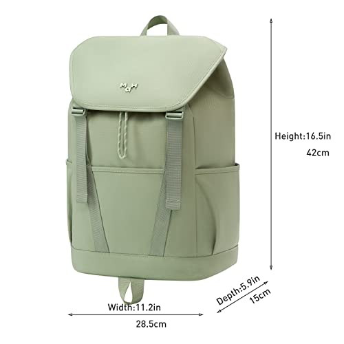 MAH School Backpack for College Student, Water Resistant Casual Daypack for Travel and work, Lightweight Bookbag Men Women (Cactus Green, 15.6 Inch)