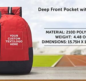 DISCOUNT PROMOS 24 Quick Zip Backpacks Set - Customizable Text, Logo - Polyester, Unique features, Front Pocket, Vibrant - Red