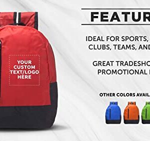 DISCOUNT PROMOS 24 Quick Zip Backpacks Set - Customizable Text, Logo - Polyester, Unique features, Front Pocket, Vibrant - Red