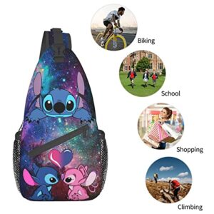 Sling Bag Cute Crossbody Bag Shoulder Bag Mini Backpack Purse Anime Chest Bags Travel Hiking Fanny Pack Women Men Daypack