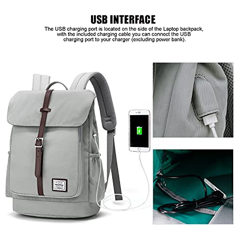 WindTook Laptop Backpack for Women Travel Work Computer Bag with USB Charging Port School Bookbag College Daypack Notebook 14" Pack, Gray