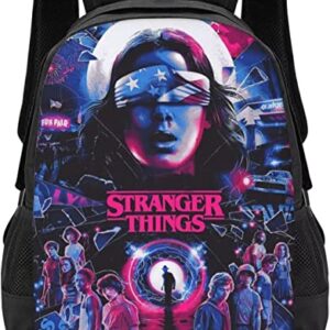 SAQU Stranger Things Backpack,Lightweight Stranger Things Pattern Book Bag,Large Capacity Travel Bag Birthday Gifts For Teen Fans Students