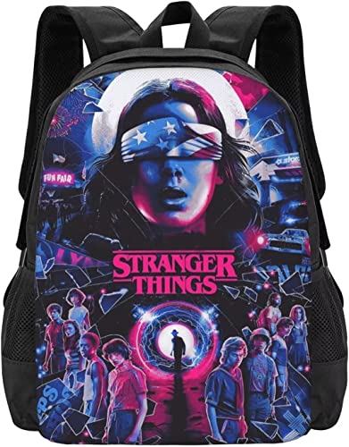 SAQU Stranger Things Backpack,Lightweight Stranger Things Pattern Book Bag,Large Capacity Travel Bag Birthday Gifts For Teen Fans Students