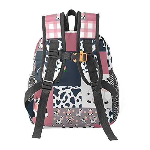 Grandkli Cow Print Plaid Personalized Kids Toddler Backpack for Boys Girls ,Custom Mini School Backpack Bags Kindergarten, 10 Inch(L) x 4 Inch(W) x 12 Inch(H)