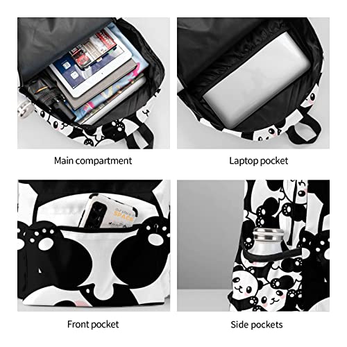 Cute Panda Backpack Large Laptop Backpack Lightweight Backpack Casual Daypack for Boys Girls