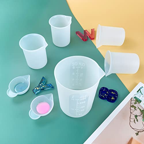 7 pcs Silicone Measuring Cups kits, 1 pc 250ml Silicone Cups, 4 pcs 100ml Non-Stick Mixing Cups , 2 pcs 10ml Silicone Mold Cup Dispenser, For Casting Moulds, Jewelry Making, Diy, Crafts