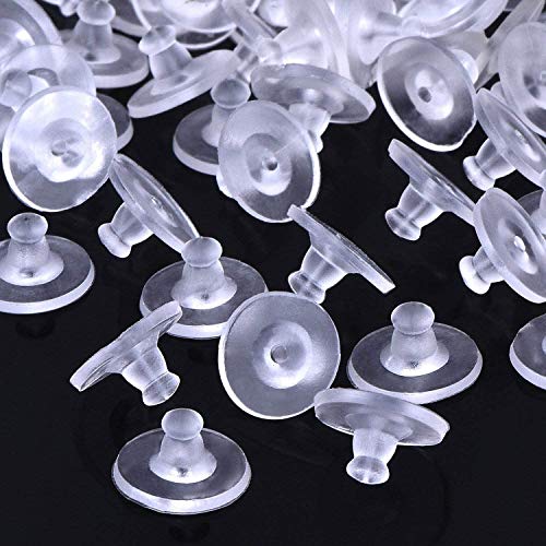 Earring Backings, Silicone Earring Backs with Pad, Rubber Earring Back Replacement, Soft Jewelry Findings (100)