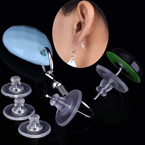 Earring Backings, Silicone Earring Backs with Pad, Rubber Earring Back Replacement, Soft Jewelry Findings (100)