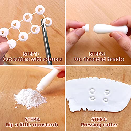 Keoker 24 Mini Clay Cutters with Screw Handle, Polymer Clay Cutters for Earrings, Small Clay Cutters, Polymer Clay Tools for Clay Jewelry, Mini Clay Cutters for Halloween Christmas Earring Design