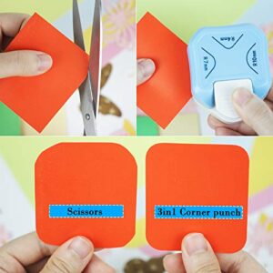 ECOHU Round Corner Punch, 3 in 1-3 Way Corner Puncher Cutter for Paper Craft (R4mm+R7mm+R10mm) for Cutting Different Corners, DIY Projects, Card Making & Scrapbooking