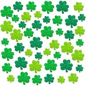 45 pieces, shamrock cutouts for shamrock decorations – green glitter, st patricks day cutouts | st patricks day decorations, st. patricks day bulletin board decorations | st patricks day wall decor