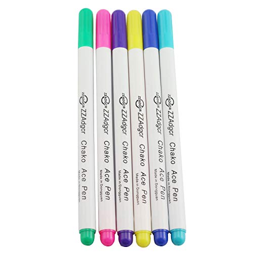 Disappearing Ink Fabric Marker Pen for Sewing Art Washable Art and Lettering 12PCS 6 Color Vanishing Air Erasable Pen