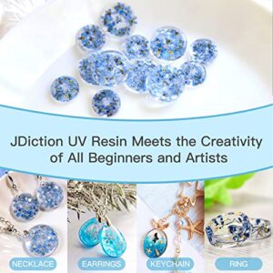 JDiction UV Resin Kit with Light, Crystal Clear Hard Resin Glue Sunlight Curing UV Resin Beginner Kit for Jewelry, Coating, and Casting, DIY Craft