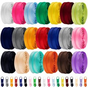 60 yards 20 pieces sewing zippers #5 nylon coil zippers assorted zipper for sewing with 200 zipper sliders for diy tailor sewing crafts supplies, 20 color