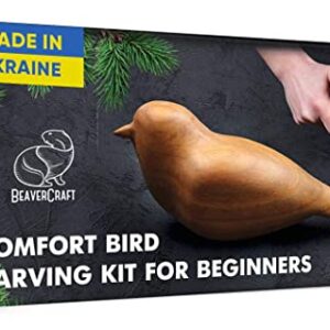 BeaverCraft, Wood Carving Kit Comfort Bird DIY - Complete Starter Whittling Knife Kit for Beginners Adults and Teens - Book Fun Project Carve Bird Hobby Whittling Knife - Learning Woodworking