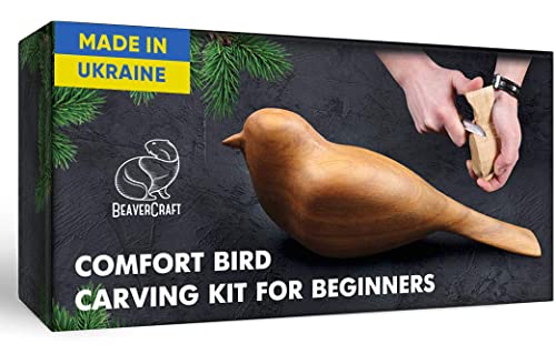 BeaverCraft, Wood Carving Kit Comfort Bird DIY - Complete Starter Whittling Knife Kit for Beginners Adults and Teens - Book Fun Project Carve Bird Hobby Whittling Knife - Learning Woodworking