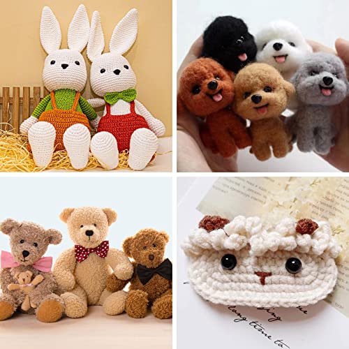 800PCS Safety Eyes and Noses for Amigurumi, 2 Boxes Crochet Eyes with Size Chart, Black Plastic Craft Doll Eyes with Washers for Crochet Stuffed Animals, Crochet Toy and Teddy Bear, Assorted Sizes