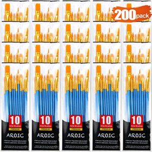 acrylic paint brush set, (20 packs /200 pcs) nylon hair brushes for oil and watercolor, perfect suit of art painting, best gift for painting enthusiasts.