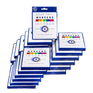 color swell washable markers bulk pack 18 boxes of 8 vibrant colors (144 total) perfect markers for kids, parties, classrooms