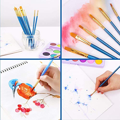 Painting Brush Set, 10 Packs /100 Pieces, Nylon Brush Head, Suitable for Oil and Watercolor, Perfect Suit of Art Painting, Best Gift for Painting Enthusiasts.