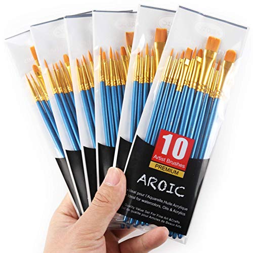 Painting Brush Set, 10 Packs /100 Pieces, Nylon Brush Head, Suitable for Oil and Watercolor, Perfect Suit of Art Painting, Best Gift for Painting Enthusiasts.