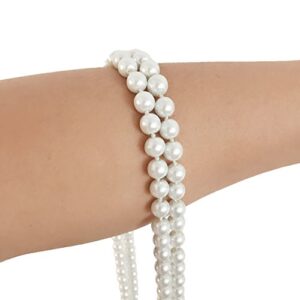 BeautyMood 2 Pcs Pearl Necklace, Stylish Long Pearl Chain for Clothing, Clothing Accessories Bead Accessories (White)