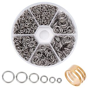 ph pandahall 304 stainless steel jump ring, 1000pcs open jump rings 18-gauge o ring diameter 4mm 5mm 6mm 8mm 9mm 10mm for earring bracelet necklace pendant jewelry diy craft making