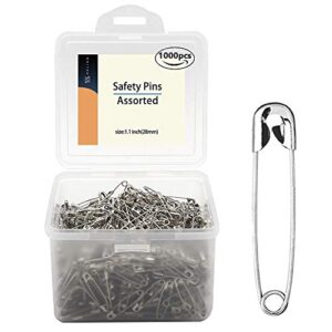 1000pieces -safety pins, 1.1 inch safety pins bulk metal silver sewing pins clothing clips tool 28mm/ 1.1 inch decorative safety pins, sewing accessories kit for baby clothing jewelry makin (1.1 inch)