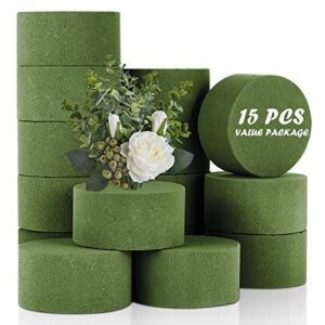 taope 15 pcs floral foam, green styrofoam block for artificial flowers, round wet & dry foam bricks, florist foam for flower arrangements