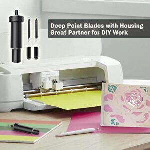 Explore Deep Cut Blade and Housing for Cricut Maker, Niantime Replacement Deep point Blade Compatible with Explore Air2/ Air3/ Maker/Maker 3 Cutting Machines (2 Deep Cut Blades and 1 Housing Included)